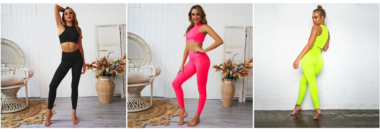 2020 Fitness Neon Color Women Two Piece Outfits Workout? - wholesale ...